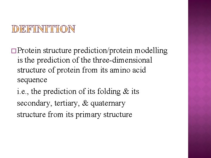 PROTEIN MODELLING Presented by Sadhana S Protein structure