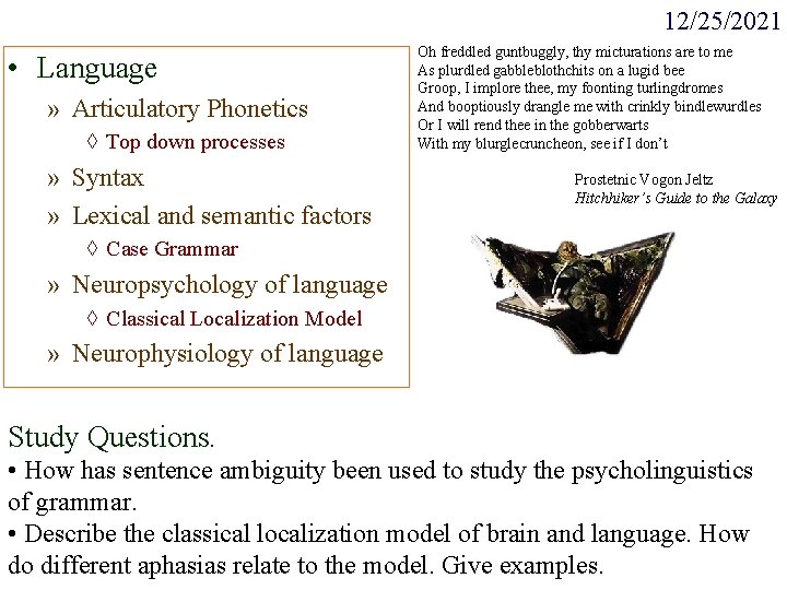 12252021 Language Articulatory Phonetics Top down processes Syntax