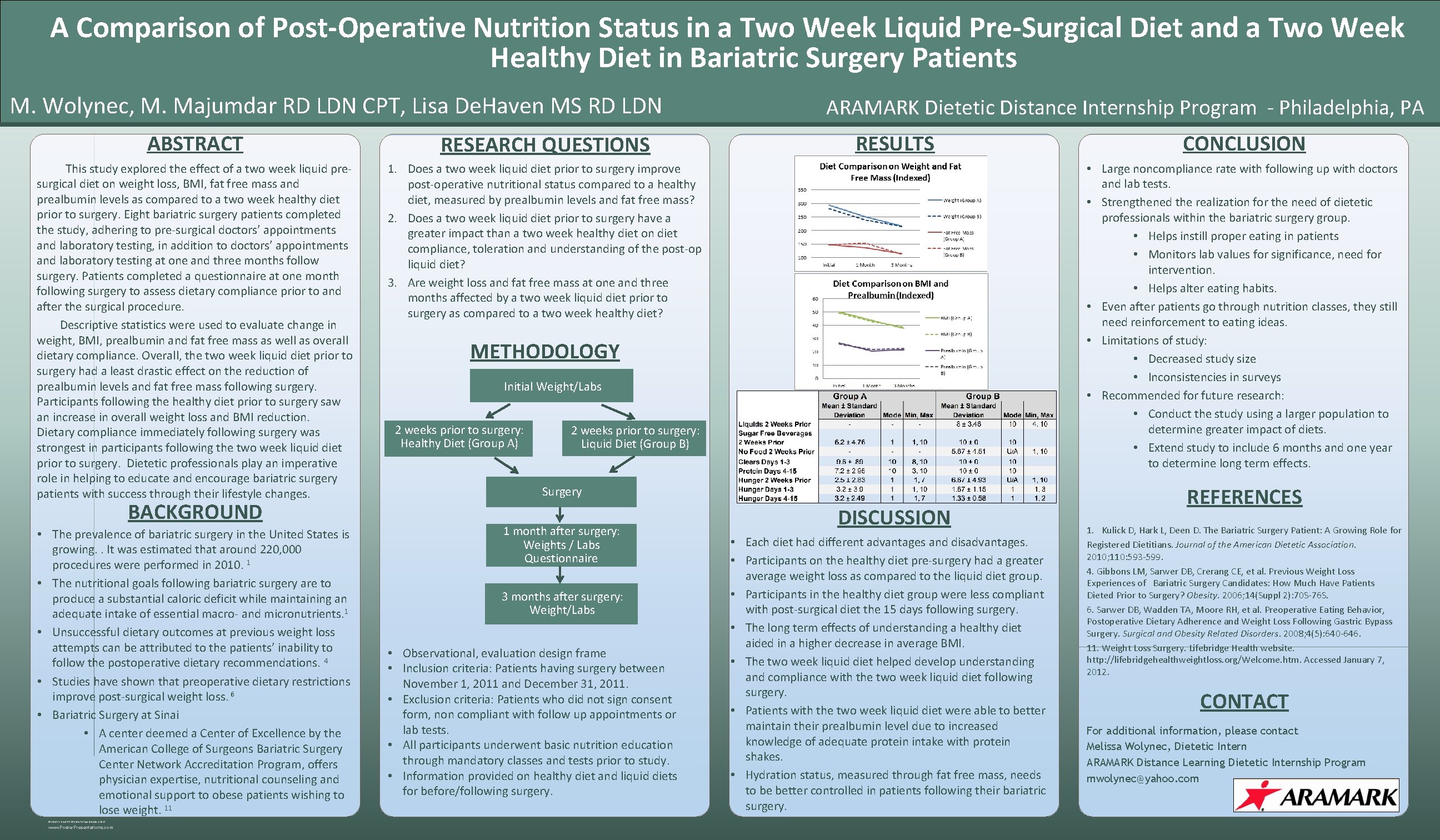 A Comparison of PostOperative Nutrition Status in a