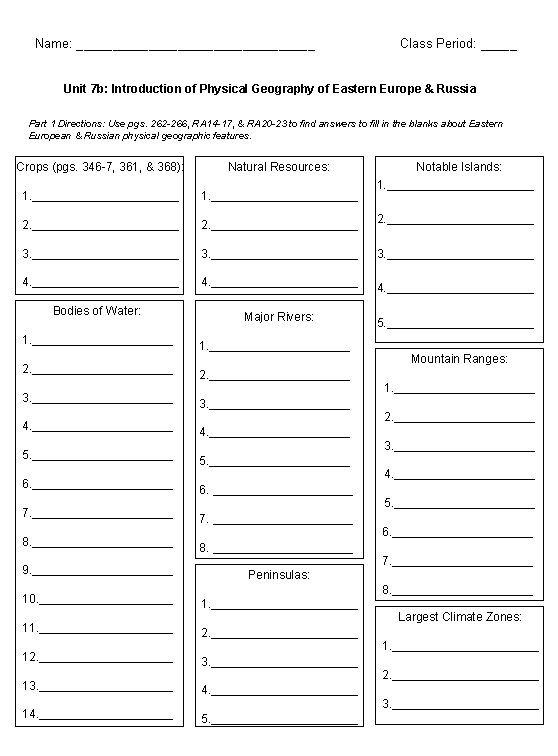 Name Class Period Unit 7 b Introduction of