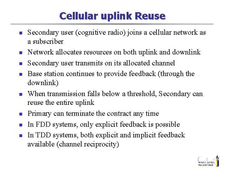 A framework for spectrum reuse based on primarysecondary