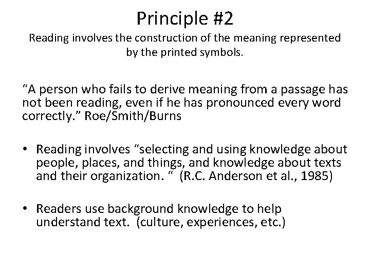 Back to the Basics in Reading Goals and