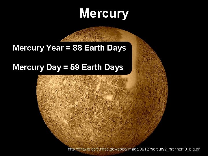 Inner Solar System Terrestrial Planets Mercury Venus Earth