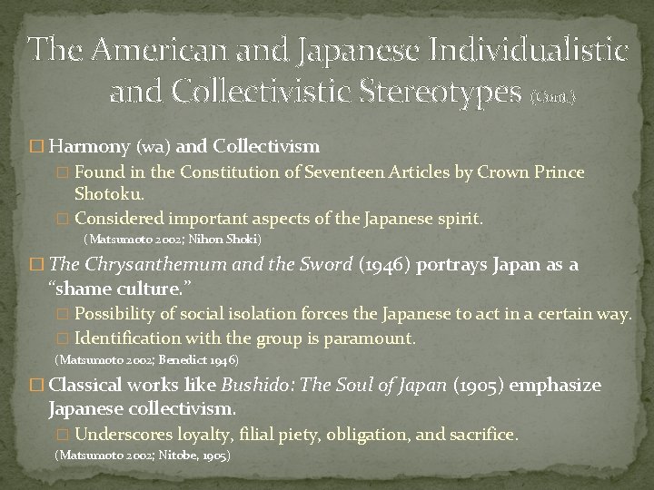 University Students Perceptions of Collectivism and Individualism Andrew