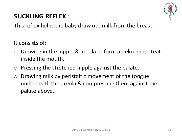 BREAST FEEDING IAP UG Teaching slides 2015 16
