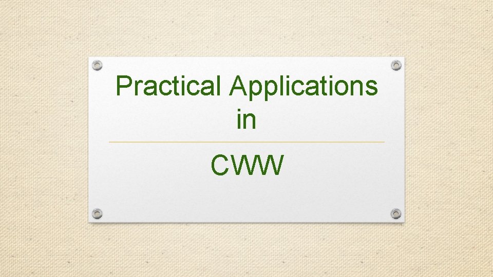 Practical Applications in CWW Using Zoom DFESPartner Training