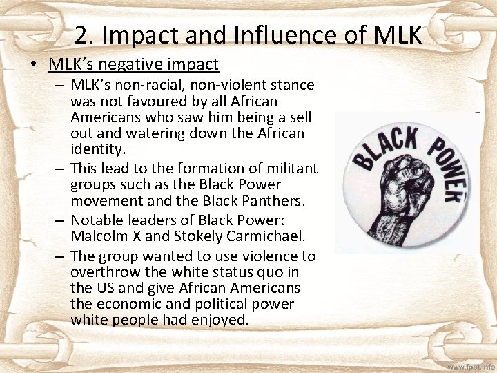 Martin Luther King Jr 1 The Role of