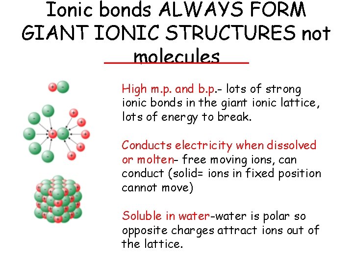 Melting and boiling point giant structures Substances with