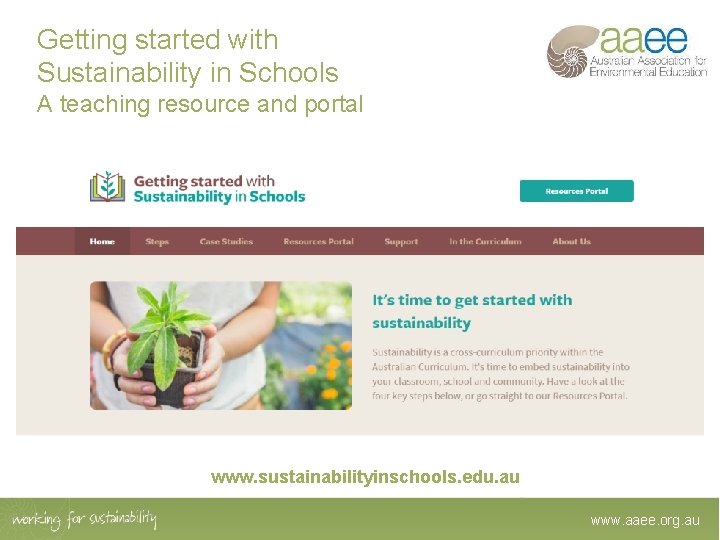 Getting started with Sustainability in Schools A teaching