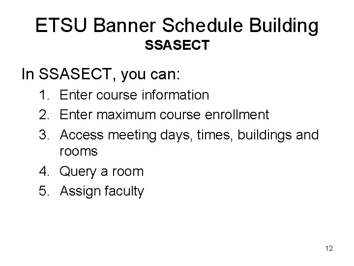 ETSU Banner Schedule Building Executive Aide Banner Schedule