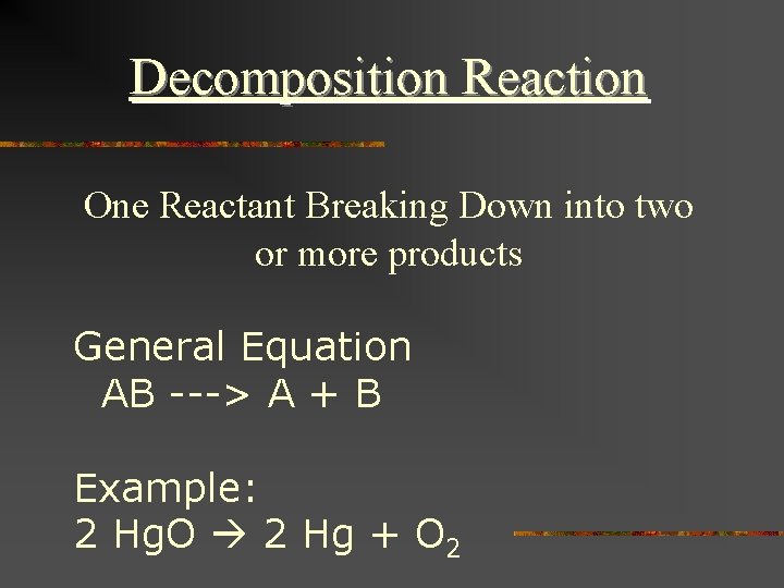 Chemical Reactions The 5 Basic Classifications SYNTHESIS n