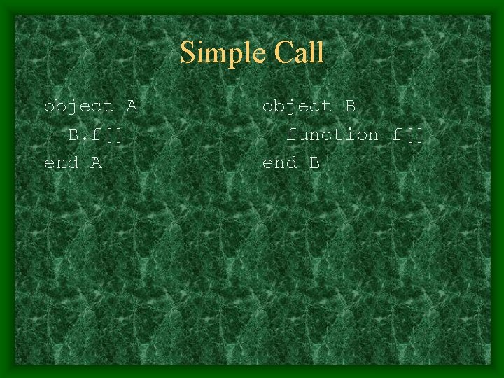 Emerald Simple Call object A B f end