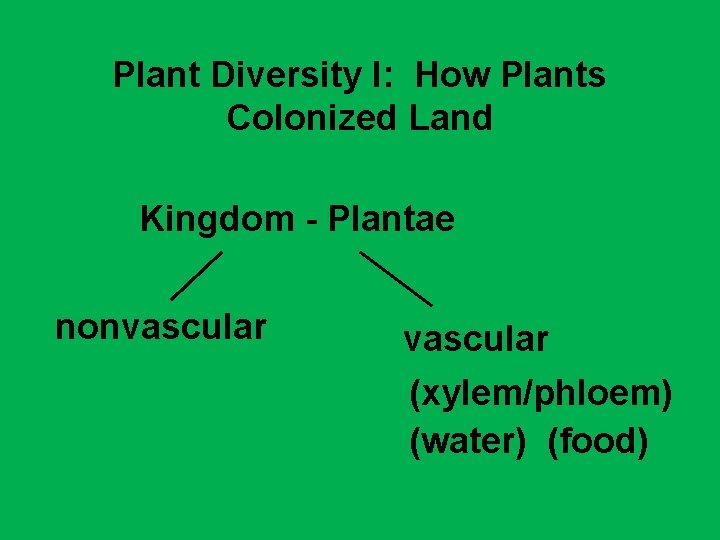 Plant Diversity I How Plants Colonized Land Kingdom