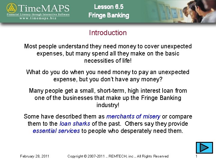Lesson 6 5 Fringe Banking Introduction Most people