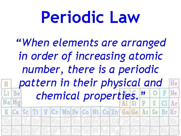 Unit 6 Periodic Trends 6 1 Basics of