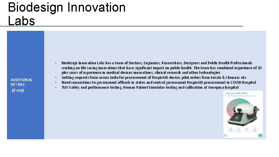Biodesign Innovation Labs Respir AID developed by Biodesign