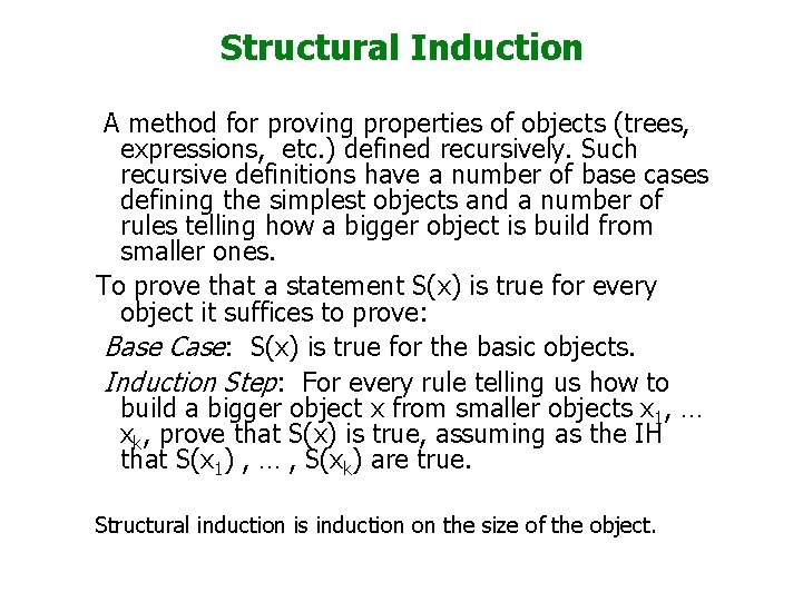 The Induction Principle To prove that a statement