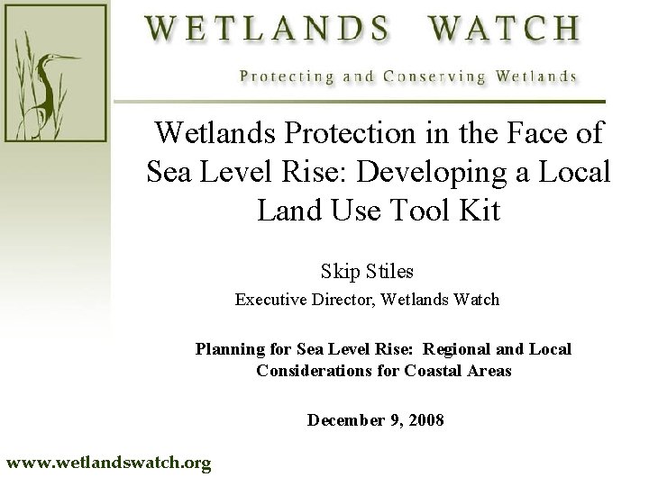 Wetlands Protection in the Face of Sea Level