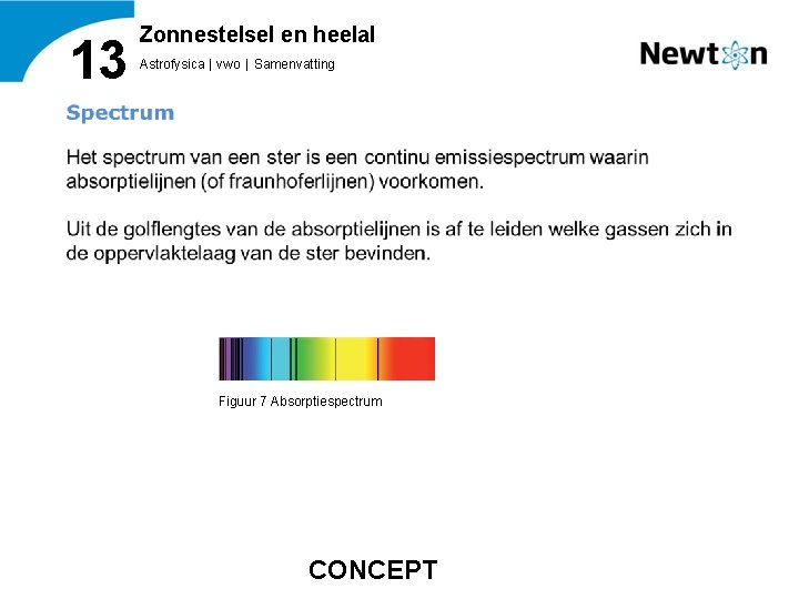 Samenvatting CONCEPT 13 Zonnestelsel en heelal Astrofysica vwo