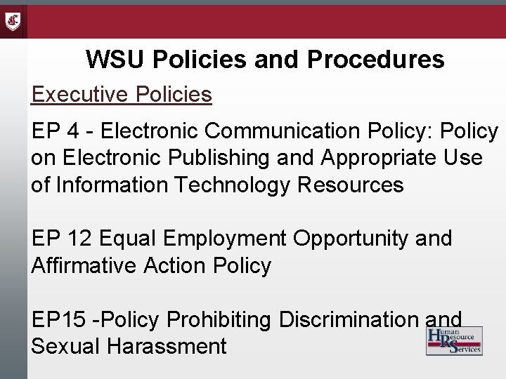 WSU Employment The Basics Presented by Bonnie Wilmoth