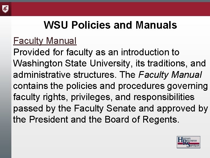 WSU Employment The Basics Presented by Bonnie Wilmoth