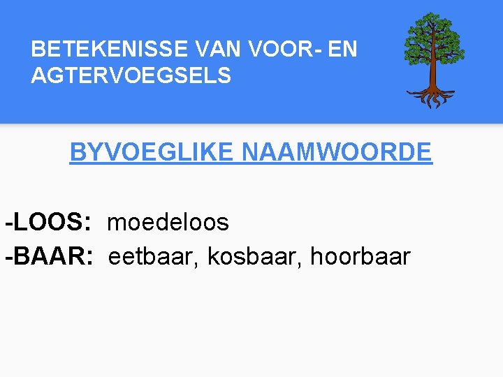 WOORDBOU SAMESTELLINGS EN AFLEIDINGS AFLEIDINGS BESTAAN UIT VOORBEELD