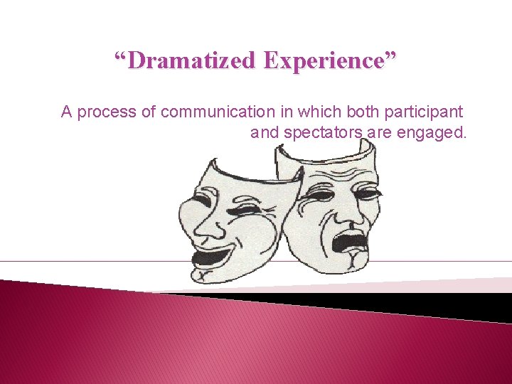 Dramatized Experience A process of communication in which