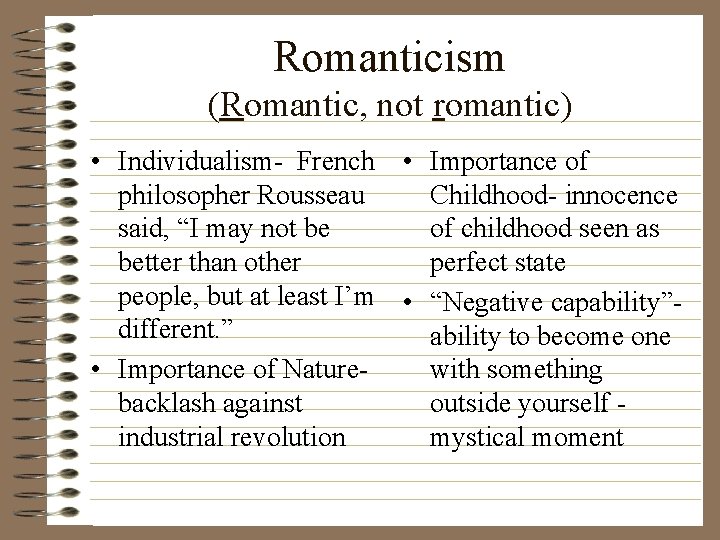 The Romantic Period 1800 1830 Background A time