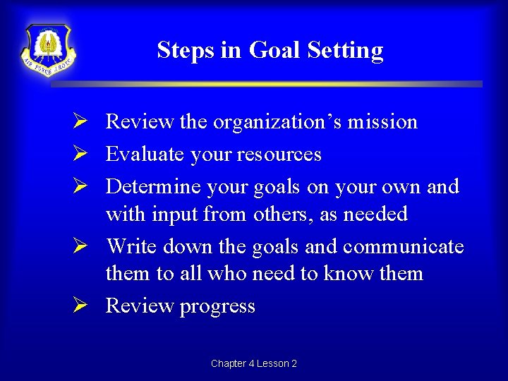Establishing Goals Developing Plans Overview Approaches to establishing