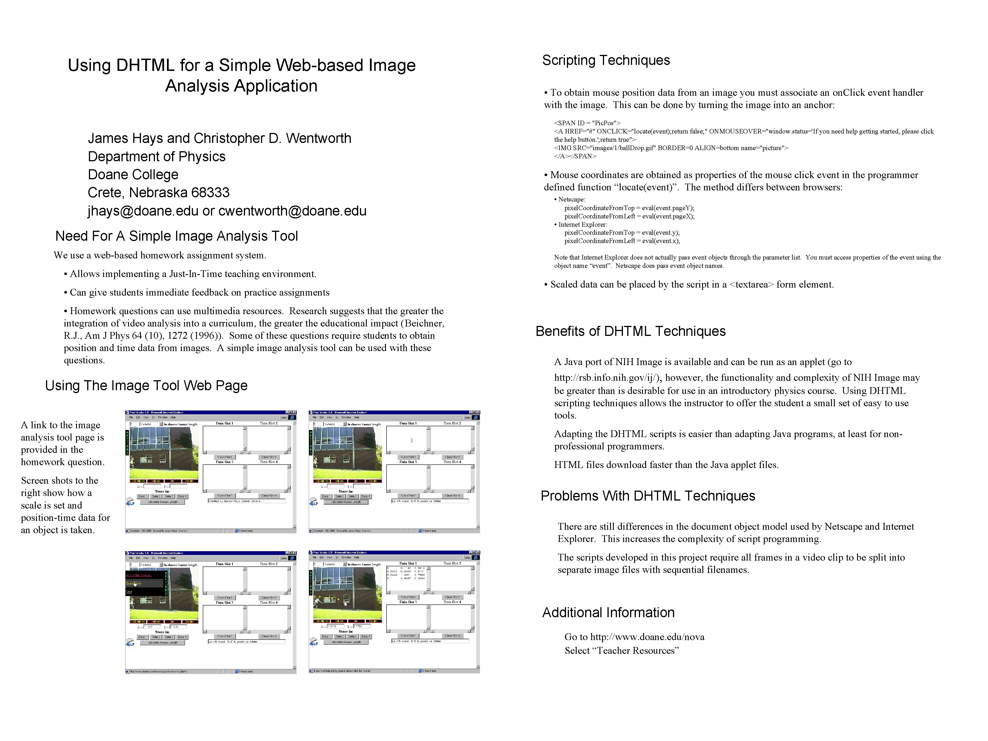 Using DHTML for a Simple Webbased Image Analysis