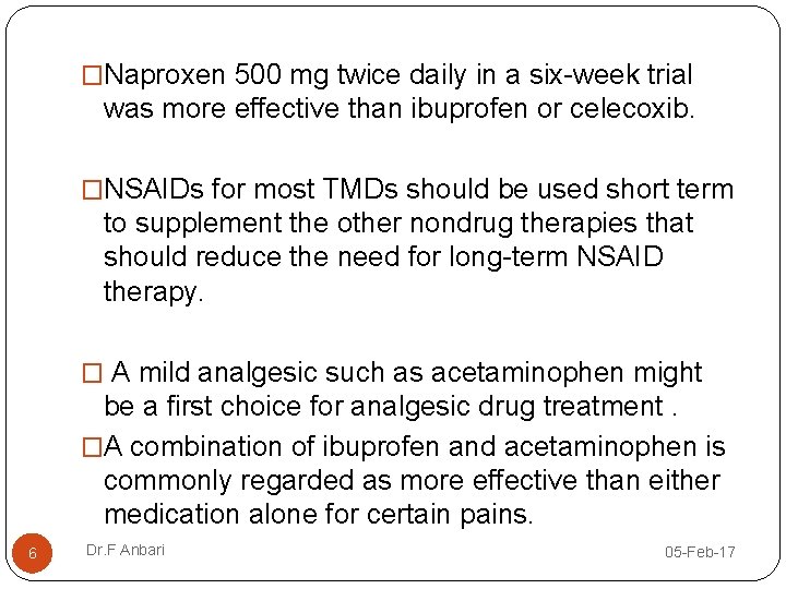 Pharmacotherapy in Myofascial Pain Dysfunction Syndrome MPDS 1