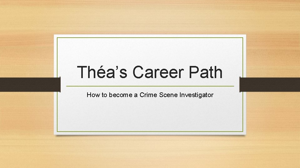 Thas Career Path How to become a Crime