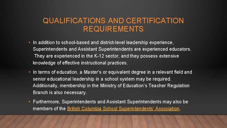 GOVERNANCE WHAT IS A SUPERINTENDENT AND WHAT ARE