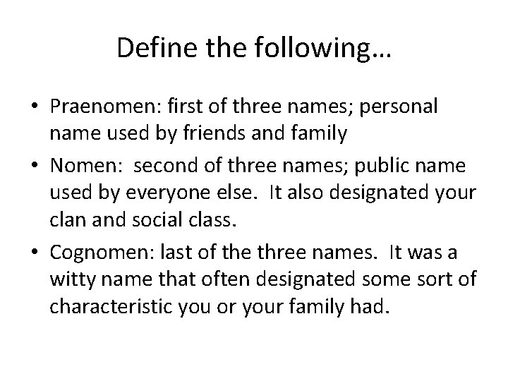 Warm Up On a scratch piece of paper