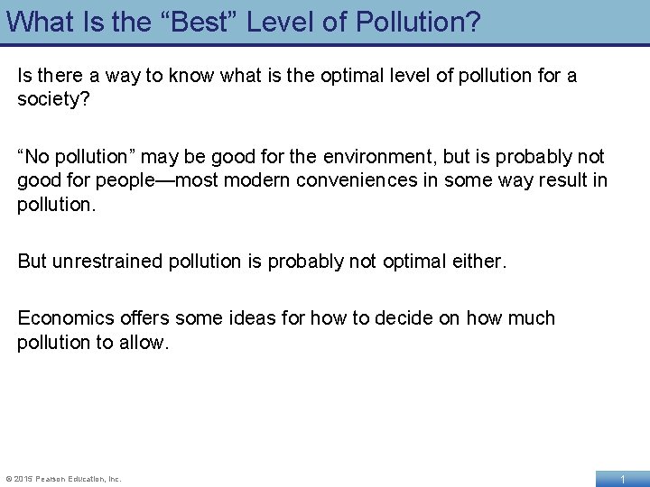 What Is the Best Level of Pollution Is
