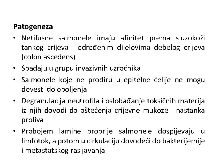 SALMONELOZE IVOTINJSKOG PORIJEKLA Oboljenja izazvana bakterijama iz roda