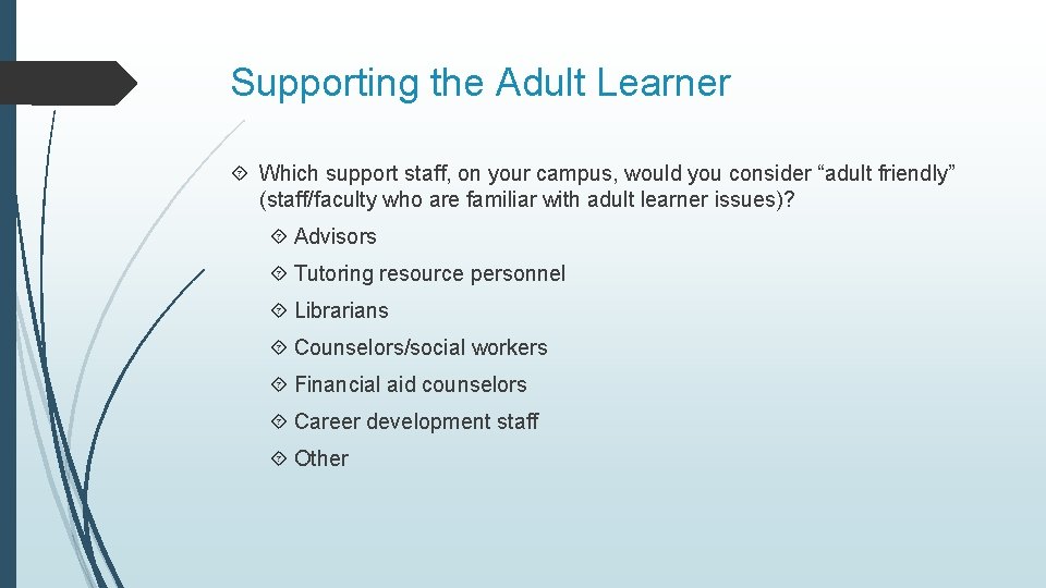 Creating Strategies to Support and Retain Adult Learners