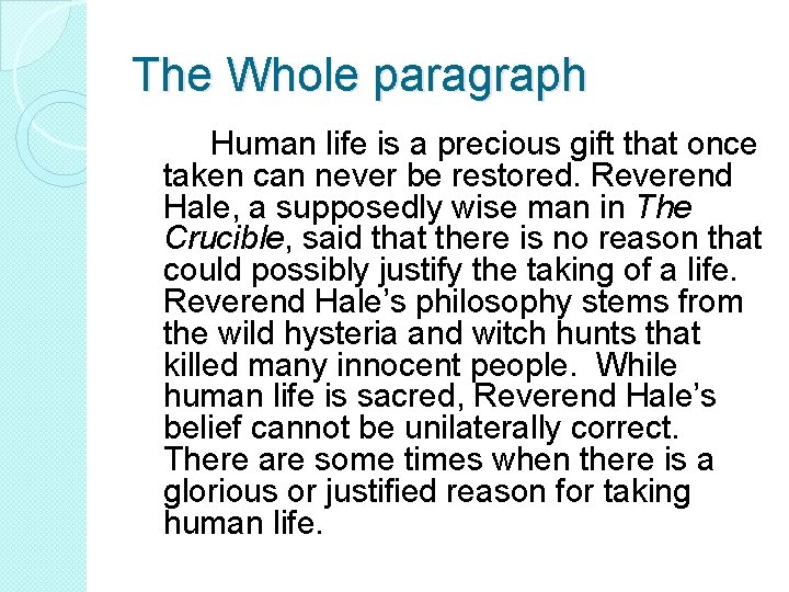 October 5 and 6 Timed Writing Mini lesson