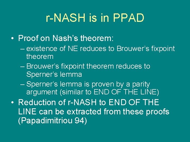 The Computational Complexity of Finding Nash Equilibria Edith