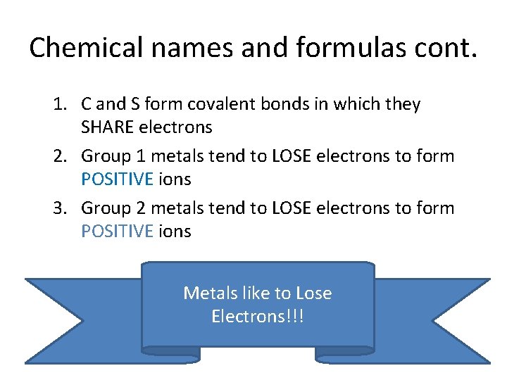 Chapter 7 Chemical Formulas and Chemical Compounds I