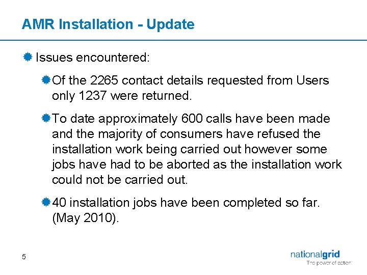NDM Sample AMR Installation Programme Chris Warner Distribution