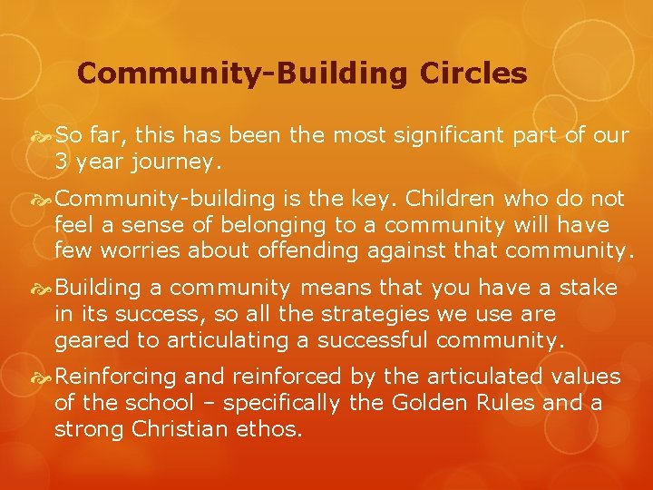 Restorative Practice at Christ the Sower Helping you