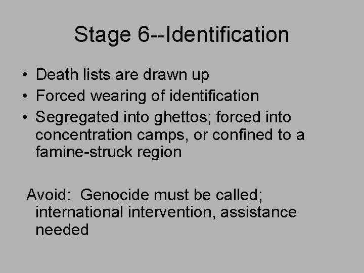 The Eight Stages of Genocide By Dr Stanton