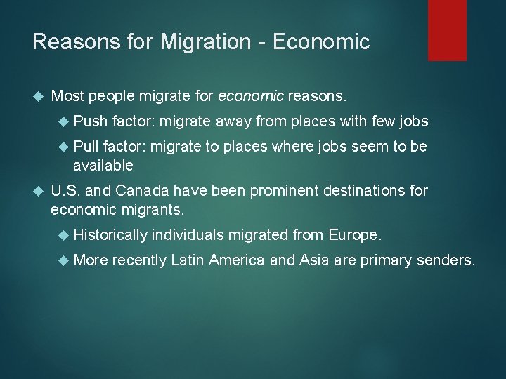 Why Do People Migrate KEY ISSUE THREE Reasons