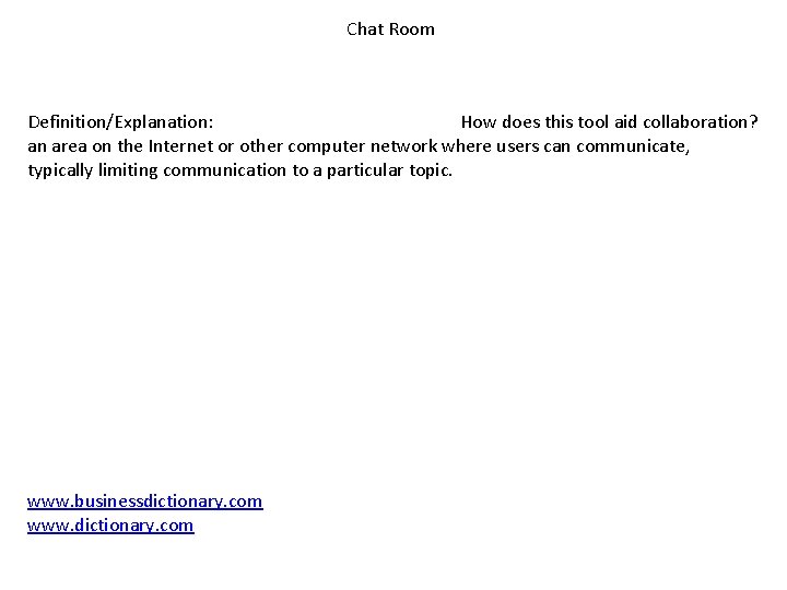 Digital Collaboration By Your Name Class Period Due
