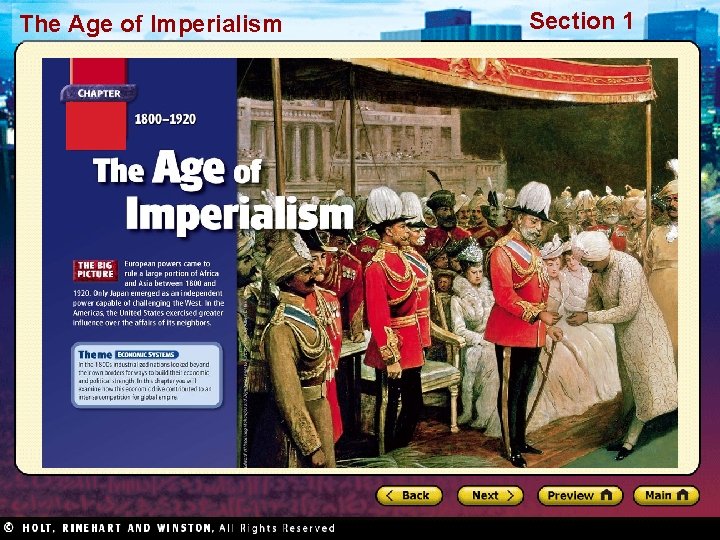 The Age of Imperialism Section 1 The Age