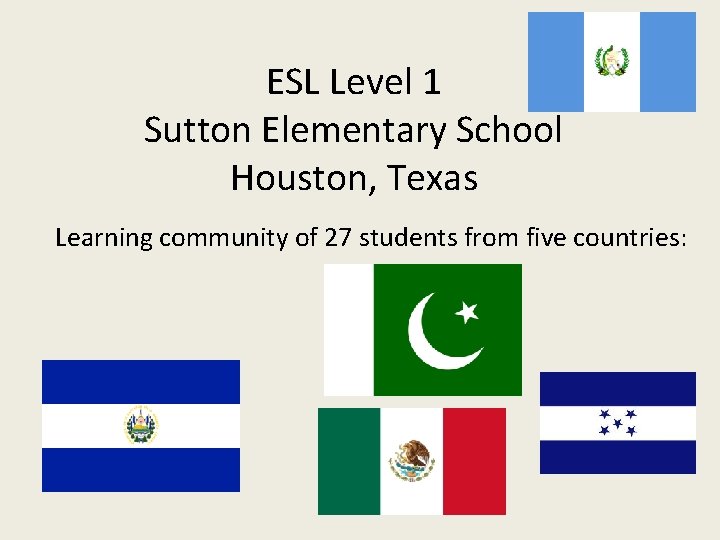 ESL Level 1 Sutton Elementary School Houston Texas