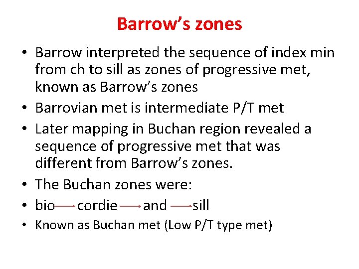 Depth Zone of Met Met Grade and Facies