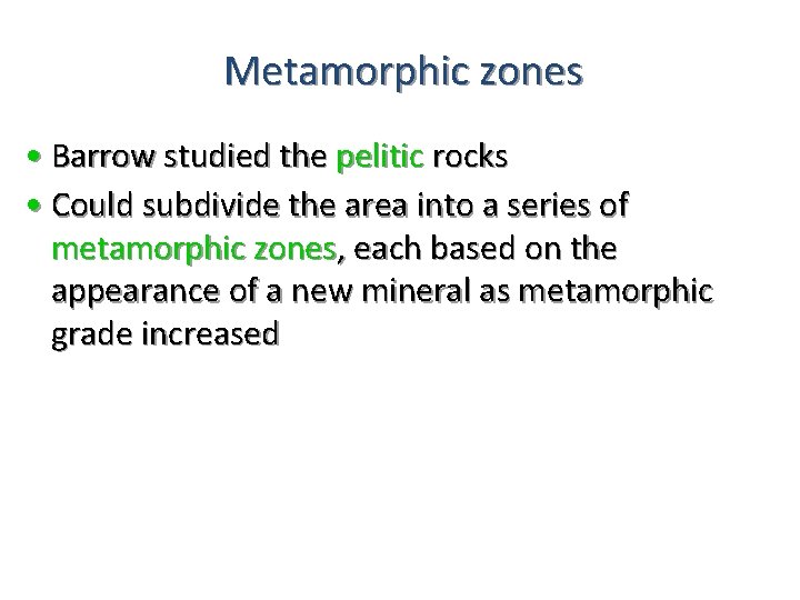 Depth Zone of Met Met Grade and Facies