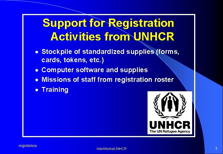Session 10 7 Registration in Emergencies UNHCReCentreInter Works